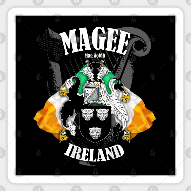 Magee Family Crest Ireland Coat of Arms and Irish Flags - Magee ...
